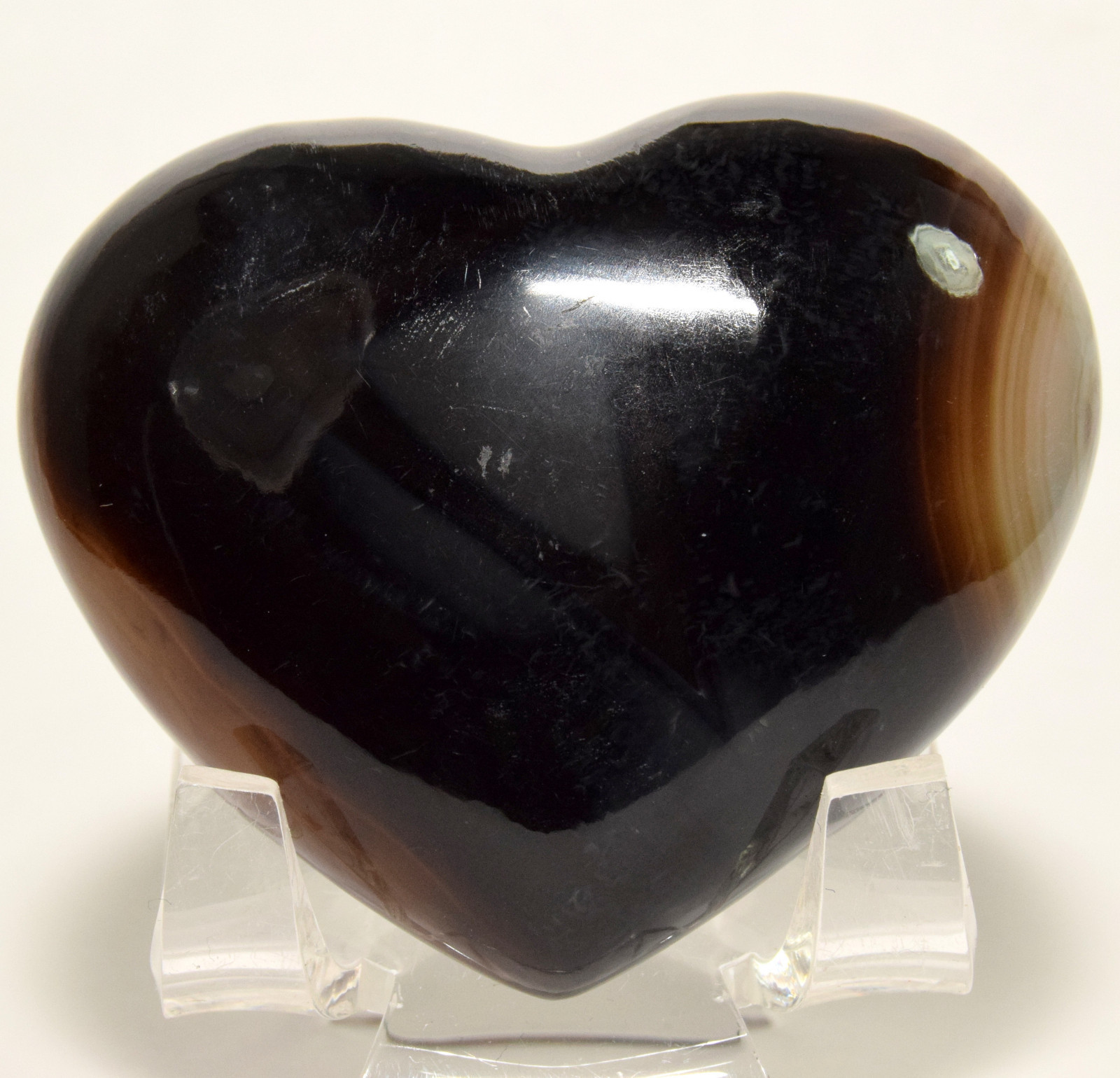56mm Black White Agate Puffy Heart Natural Crystal Banded Mineral Stone ...