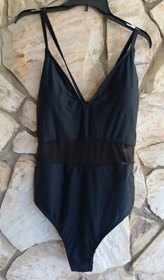 Cupshe 3X Black Mesh Middle Ruch Side Lined One Piece Swimsuit | eBay