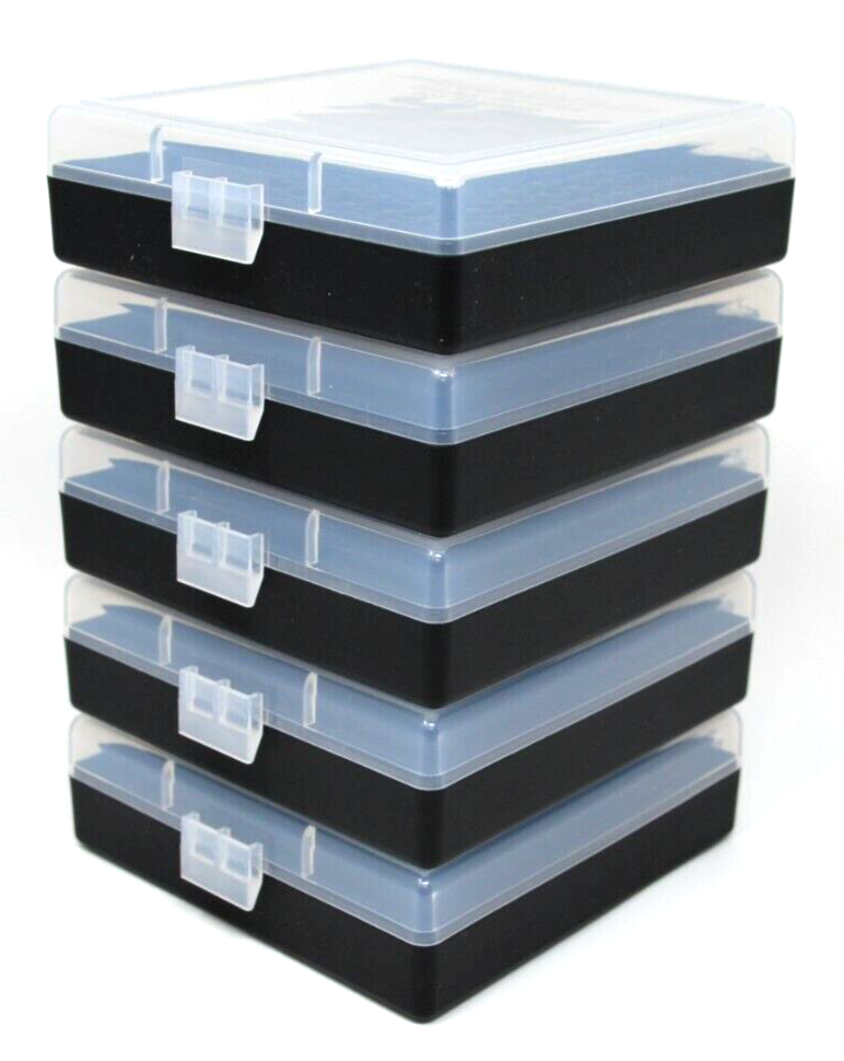 BERRY'S PLASTIC AMMO BOXES (5) CLEAR/BLACK 100 Round 9MM / 380 | eBay