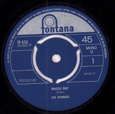 Spinners (Folk Group) Maggie May 7" vinyl UK Fontana 1964 3 prong label ...