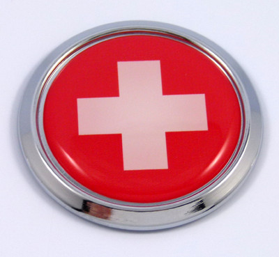 Switzerland Swiss Round Flag Car Chrome Decal Emblem bumper Sticker ...