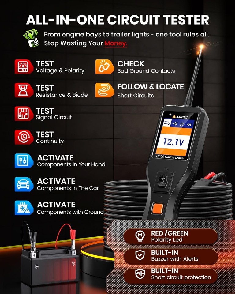 Power Circuit Probe Tester, 12 24V Automotive Circuit Tester ...