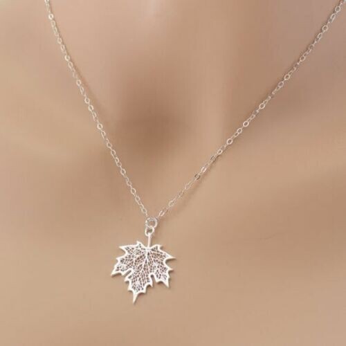 Maple Leaf Necklace Pendant W/ Chain In 14k White Gold Plated Silver | eBay