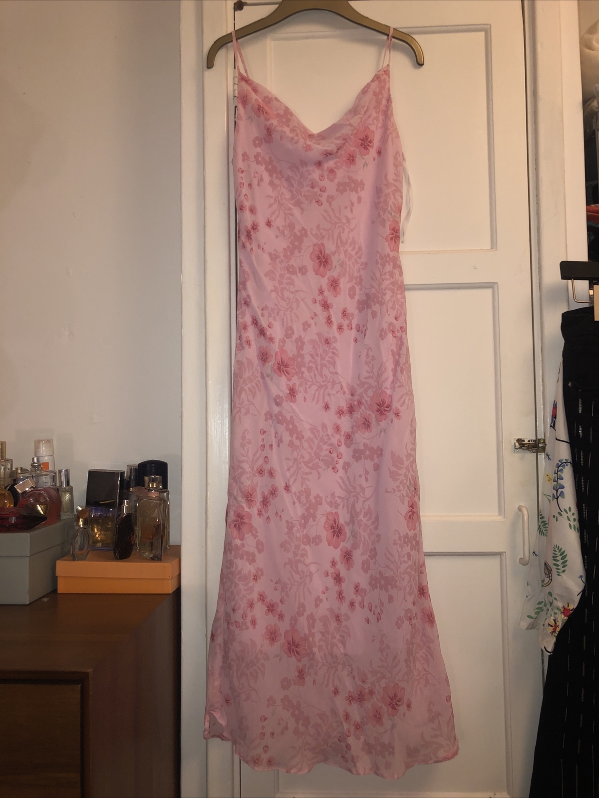 Vintage New Look 90s Bias Cut Rose Print midi Dress U… - Gem