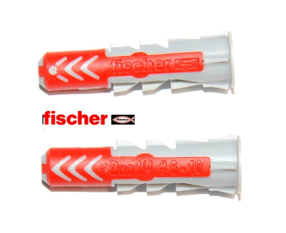 20pcs. FISCHER DUOPOWER (#6) 6x30mm WALL ANCHOR PLUG + SCREWS HIGH ...