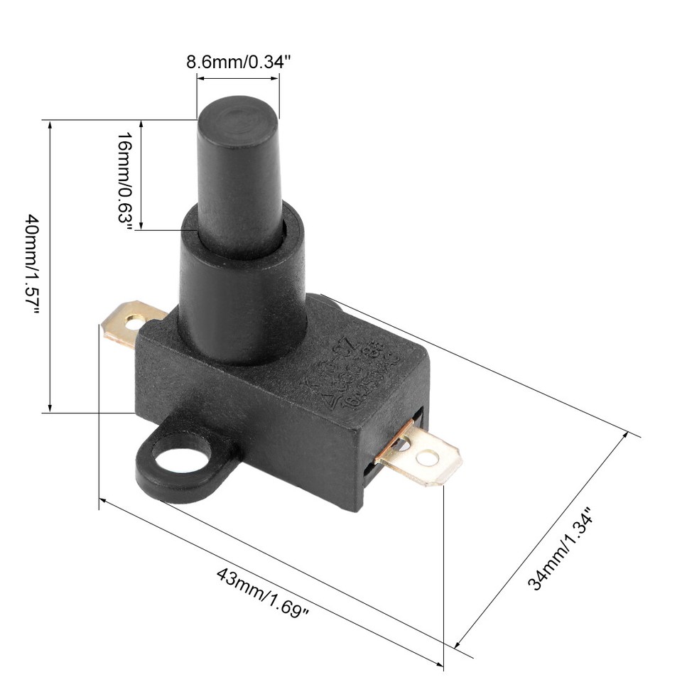 Anti Tilt Switch AC 250V 16A 16mm Push Button for Patio Garden Heaters ...