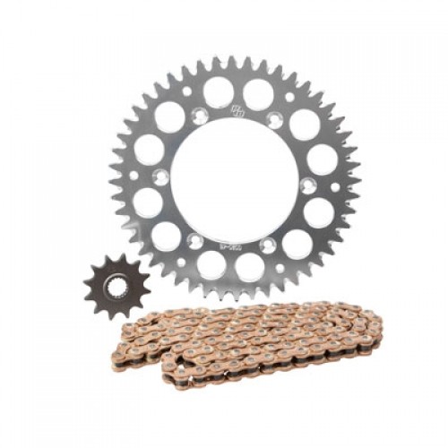 Primary Drive Alloy Kit & Gold Plated MX Race Chain Silver Rear ...