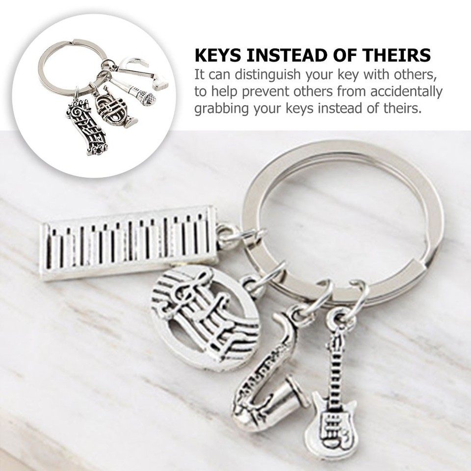 2 Pcs Bag Hanging Pendant Music Style Key Chains Decor Alloy Ring | eBay UK