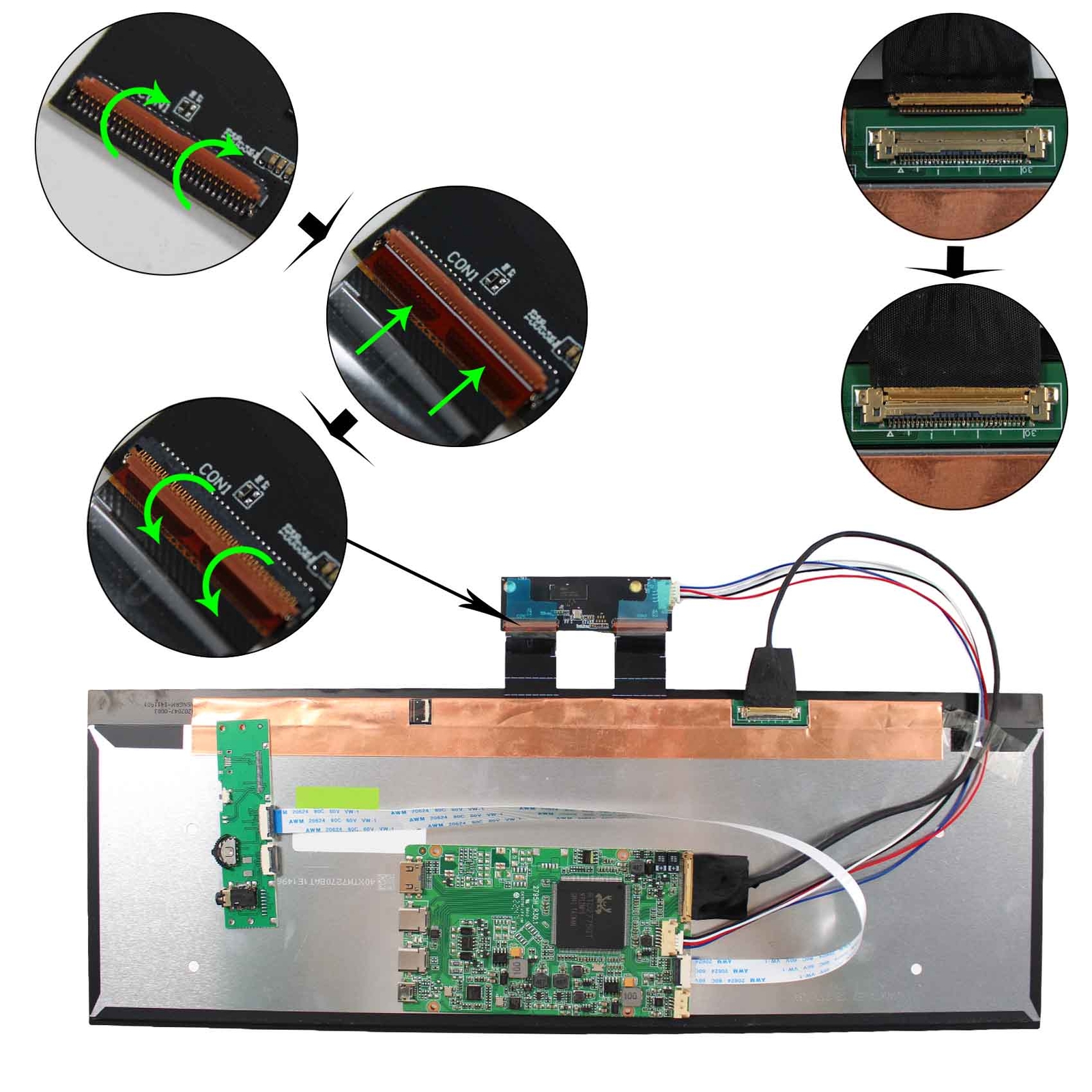 14inch 3840x1100 Capacitive Touch LCD Screen With HD USB Controller ...