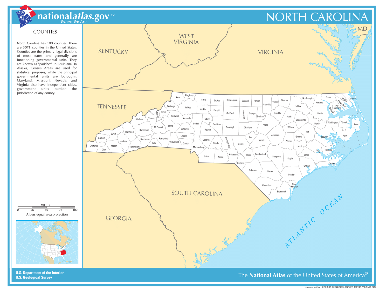 North Carolina State Counties Laminated Wall Map | eBay