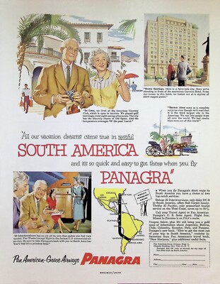 VINTAGE 1950s Print Ad ~ Pan American-Grace Airways - Panagra ...