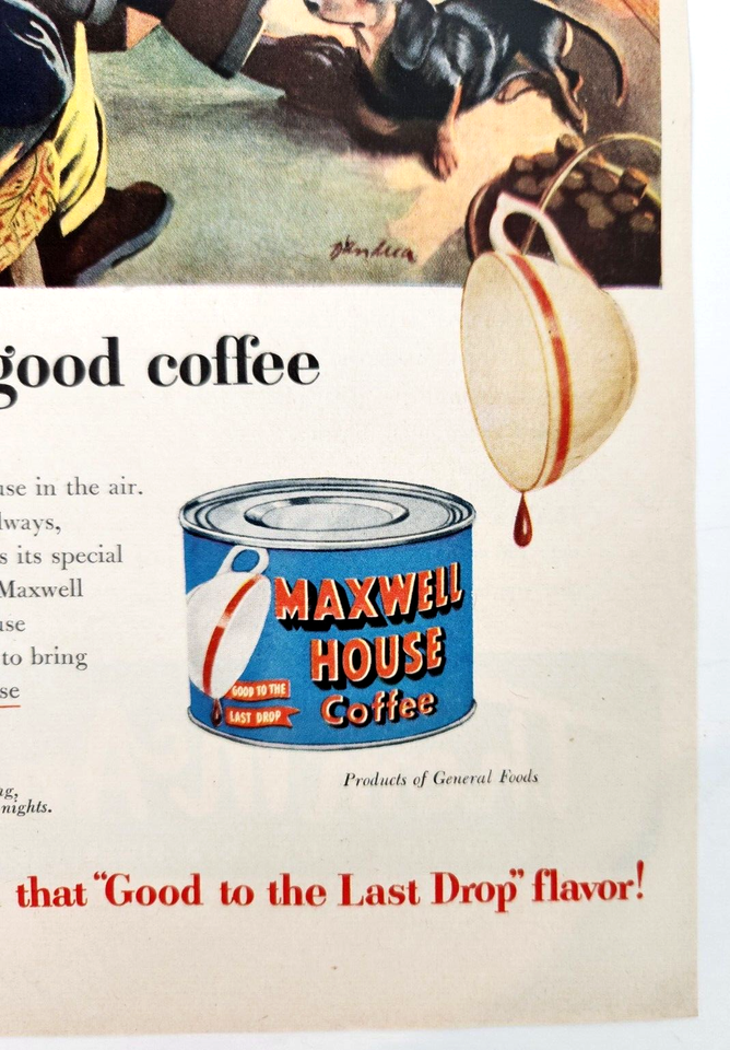 Dachsund Dog Maxwell House Coffee Vintage 1951 Ad Magazine Print Stormy ...