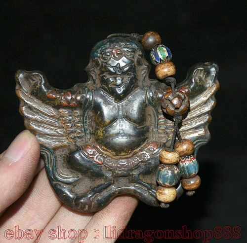 3.4 "Hongshan Culture météorite dzi perle Garuda Bird Eagle Buddha ...
