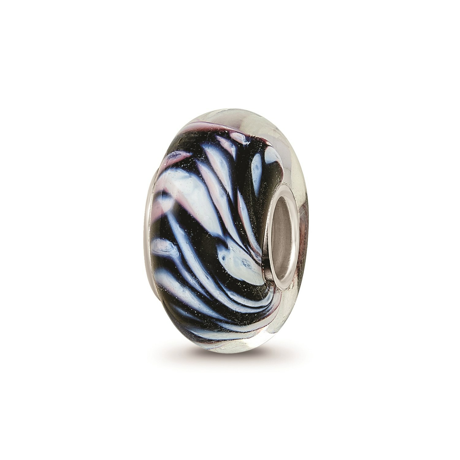 Reflection Beads Sterling Silver Hand Painted Swirling Snow Fenton ...