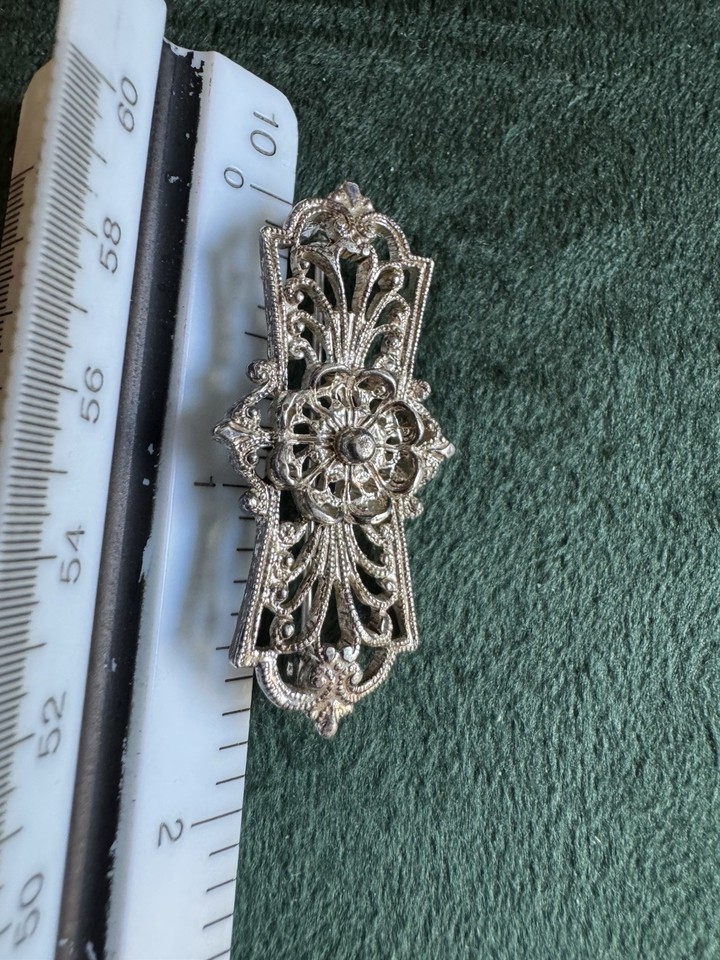 Vintage Silver Tone Filigree Scroll Design Small Pin Brooch | eBay