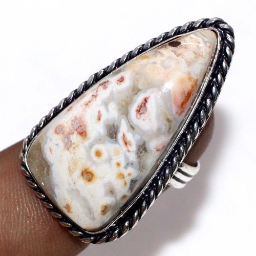 Mexican Laguna Lace 925 Silver Plated Gemstone Ring US 7.5 Well Made ...