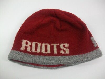 Roots Athletics Winter Hat Red Gray Toque Beanie Stocking Cap Made ...