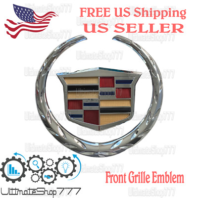 Cadillac Front Grille Emblem Hood Badge Color Logo 6 inch Escalade 2010 ...