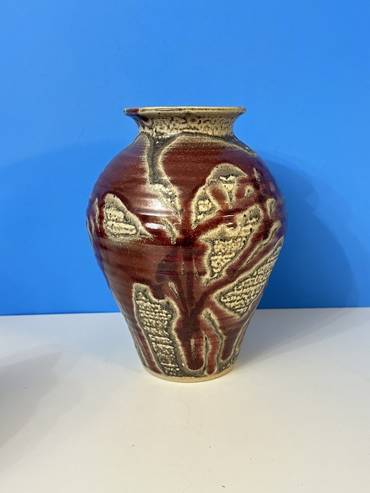 Pigeon River Pottery Vase Tena Kerns Signed 2005 Drip Rust Red And ...