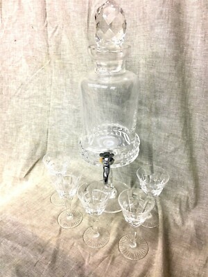 15" tall Crystal Beverage Dispenser w/ 4 Cut Cordial Stems | eBay