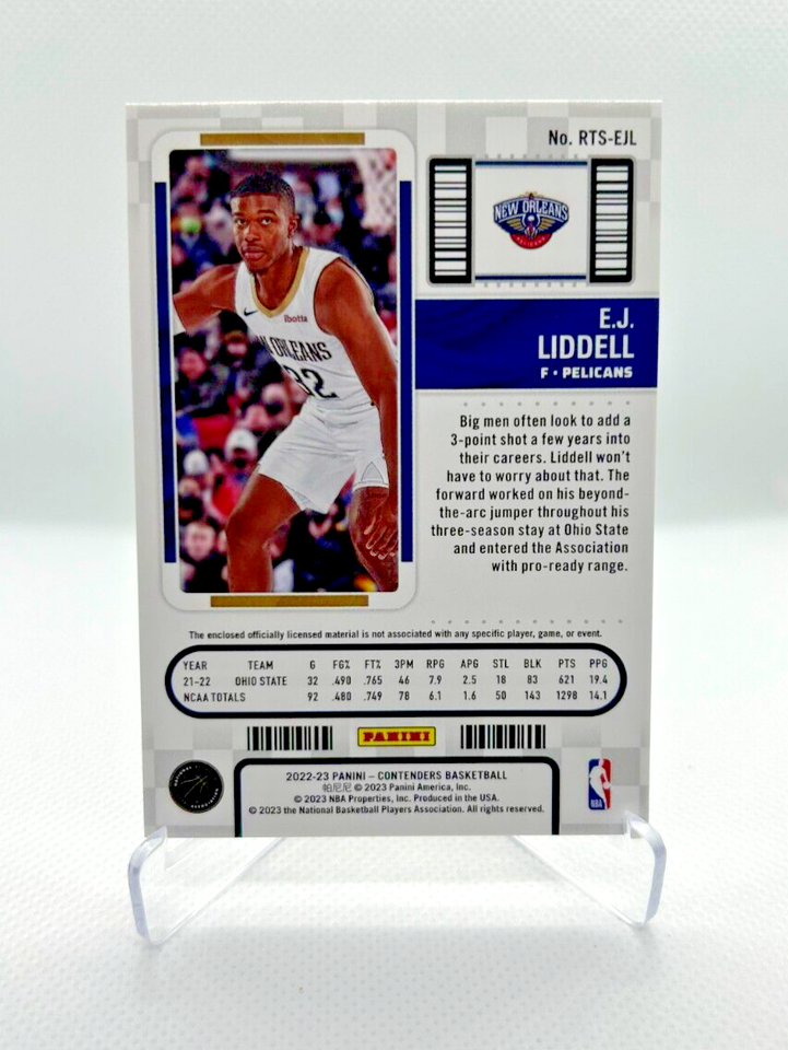 E.J. Liddell - 2022-23 Panini Contenders Rookie Ticket Swatches #23 ...
