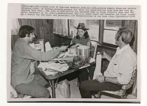1970 Rod Anderson Pamela Brown Hot Air Balloon Atlantic Trip Plan Press ...