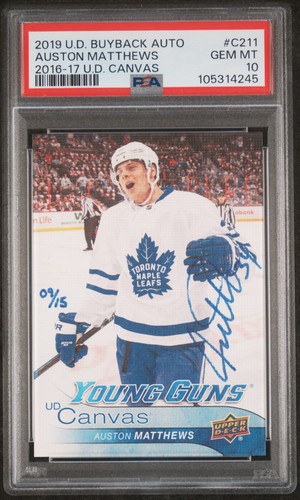 2019 UD BUY BACK AUTOS 2016-17 UD CANVAS #C211 AUSTON MATTHEWS 9/15 PSA ...