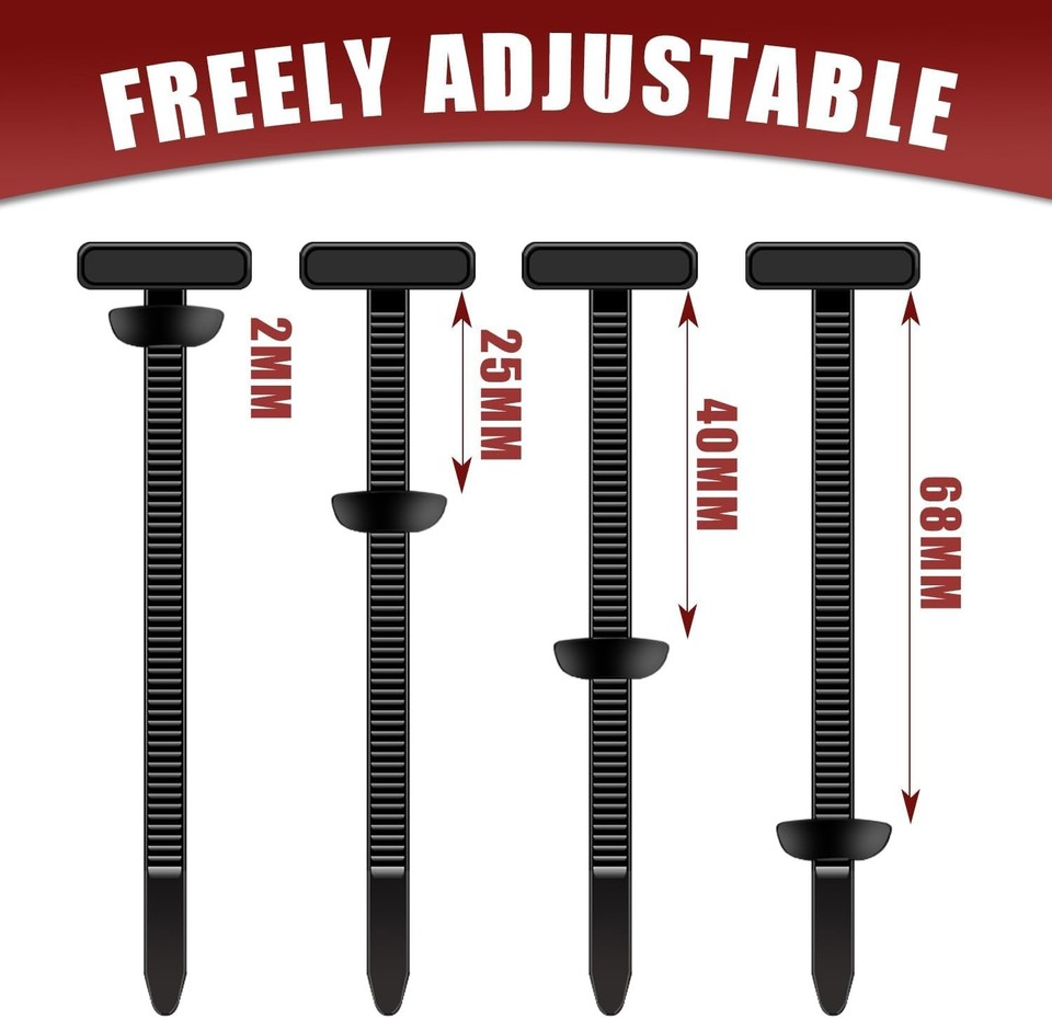 200PCS Nylon Push Pin Cable Tie Buckles Universal Fasteners for Car ...