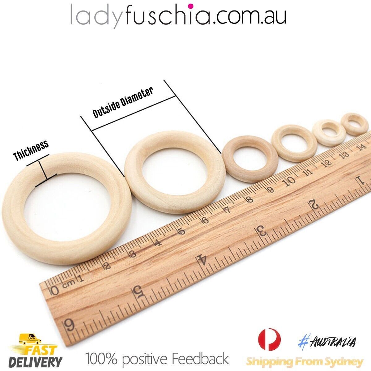 10-30pcs 35mm Unfinished Natural Wooden Round Ring Jewelry Making DIY ...