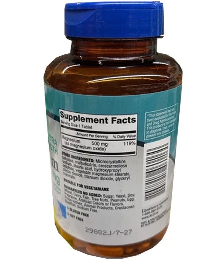 Welby Magnesium Supplements / Vitamins- 500 MG (120 Tablets) Exp08/2027 ...