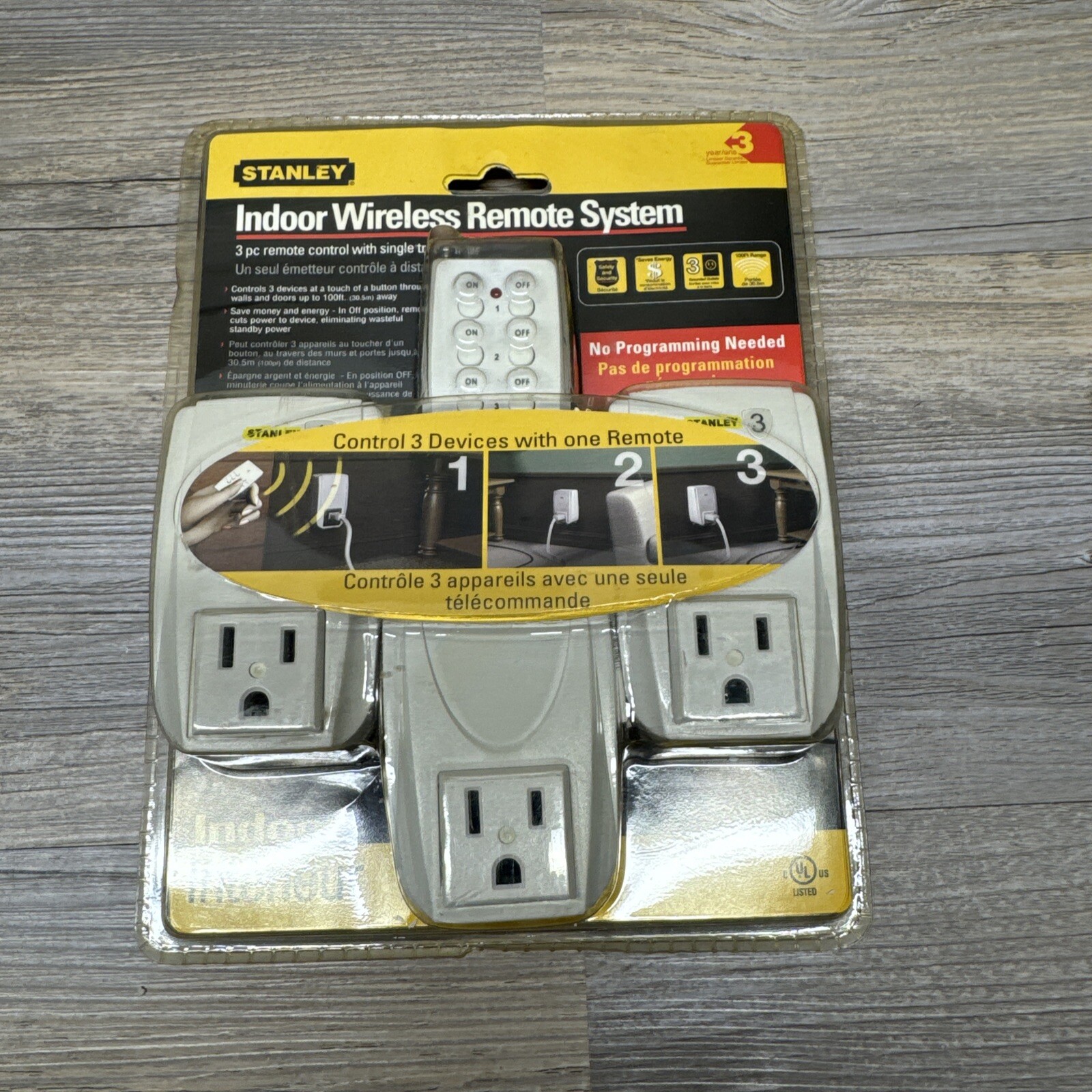 Stanley Wireless Remote System Indoor 3 Plug Outlets & 1 Remote New ...