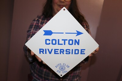 Colton Riverside California Auto Club Route 66 Porcelain Metal Road ...