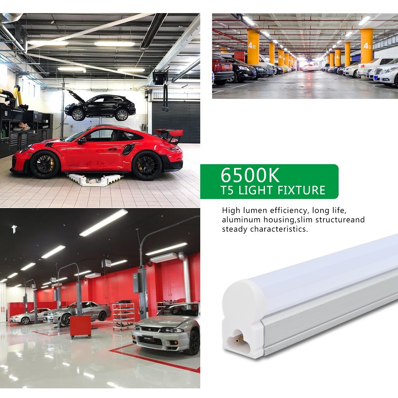 12 Pack LED T5 Integrated Single Fixture 4FT 20W LED Shop Ceiling Under ...