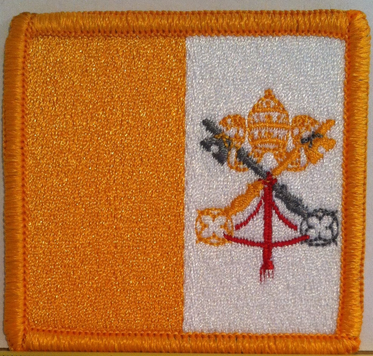 Vatican City State Flag Iron On Patch MC Biker Christian Emblem Gold ...