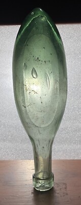 Antique round ender torpedo bottle- square top, blank slug plates ...