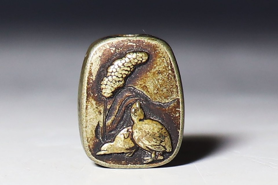 Antique Japanese Metal Work Cranes Ojime Dama Netsuke Sagemono Edo Era ...