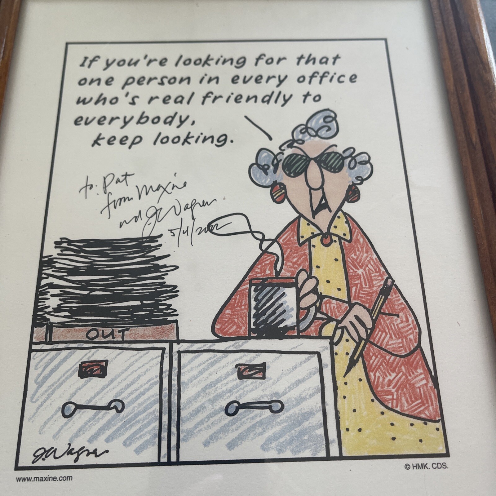 MAXINE *Signed* by John Wagner Hallmark print. 8" x 10" framed 9"X11 ...