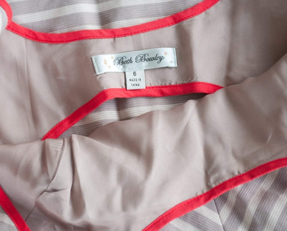 Anthropologie Beth Bowley Size 6 Taupe Cream Striped Nautical Cutout ...