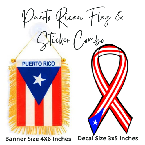 PUERTO RICO MINI BANNER FLAG & STICKER COMBO | eBay