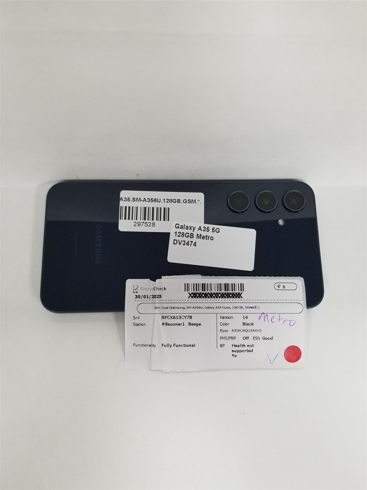 Samsung Galaxy A35 5G 128GB Black SM-A356U (Metro) Fully Functional ...