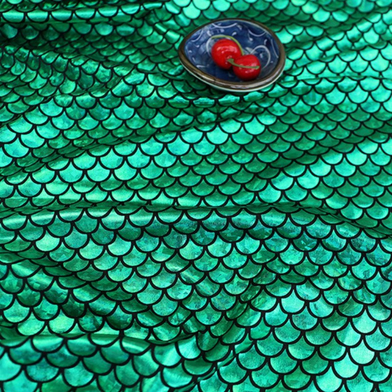 Metallic Mermaid Scale Fabric Stretch Glitter Fancy Costume Decor Foil ...