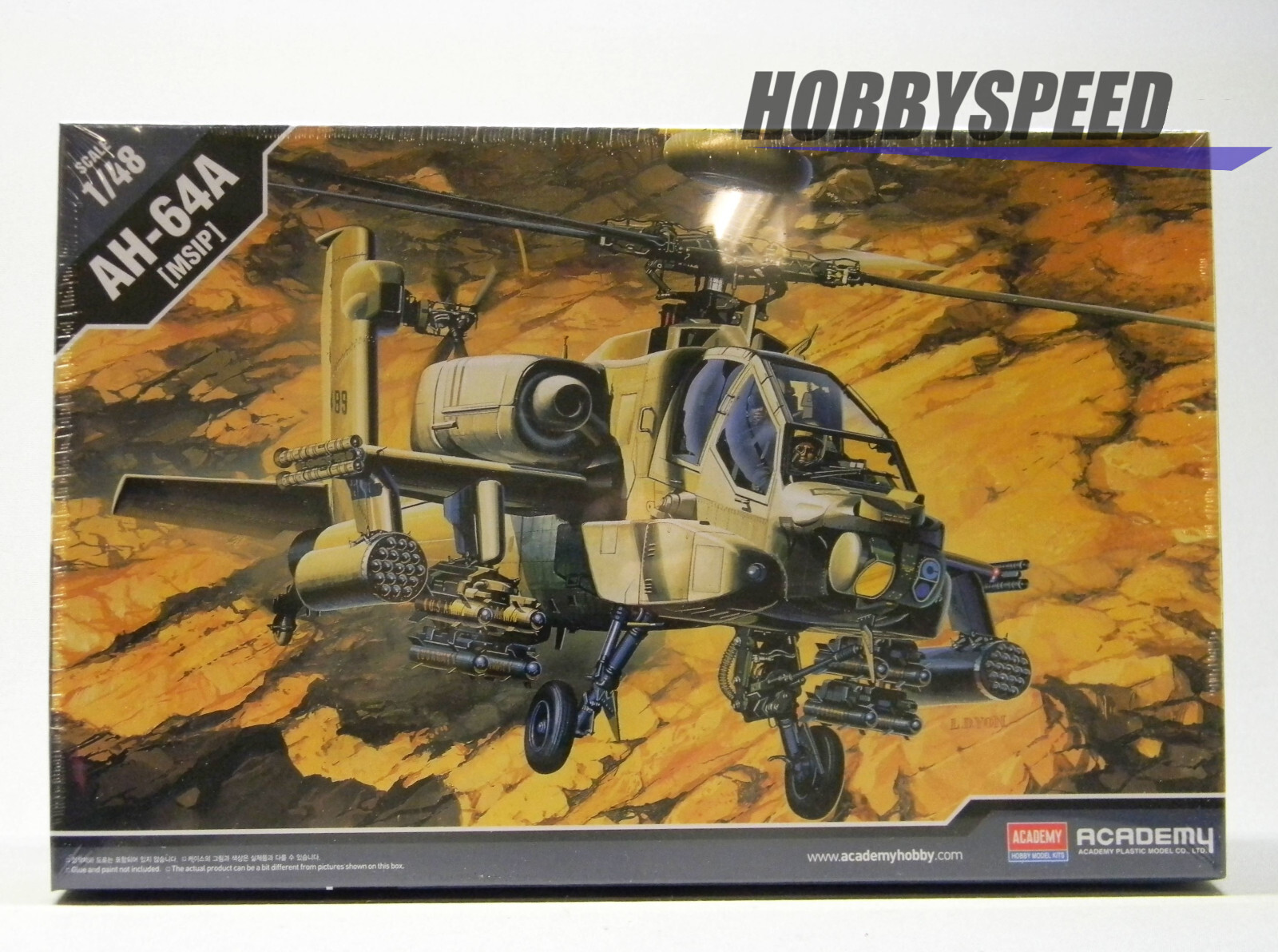 ACADEMY AH-64A MSIP APACHE PLASTIC MODEL HELICOPTER KIT 1:48 SCALE ...