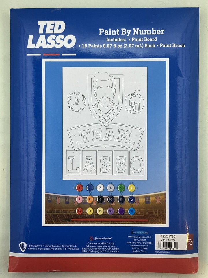 Ted Lasso Paint By Number Team Lasso Paint Board 18 Paints Paint Brush ...