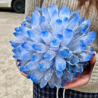9.83LB Natural Blue Quartz Crystal Cluster Specimen Crystal Flowers ...