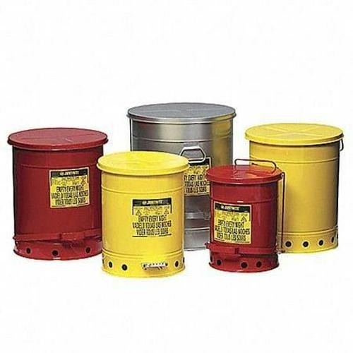 Oily Waste Can 10 Gallon Steel Red Safety Trash Bin Foot Close ...