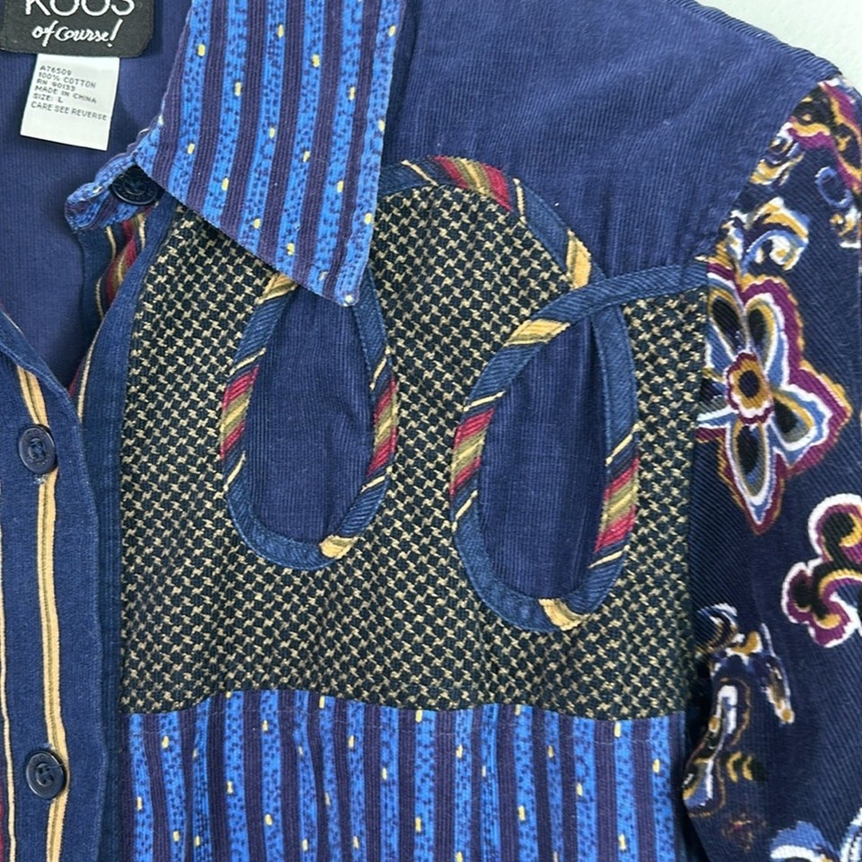 Koos of course vintage corduroy western button down shirt size large | eBay