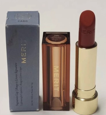 MERIT Signature Lip Lightweight Lipstick Cabo (Soft Orange Red) New In ...