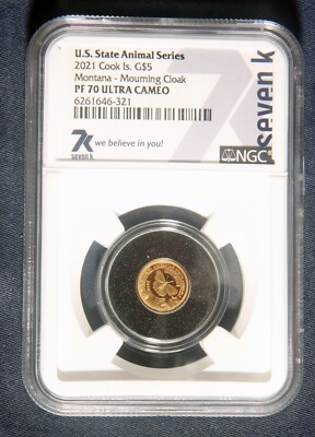 2021 Cook Is. $5 Montana - Mourning Cloak 0.5 Gram .999 Fine Gold NGC ...