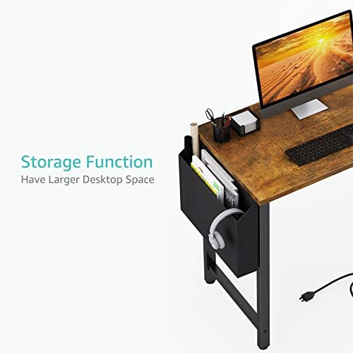 40 inch Computer Desk with Power Outlet, 39 inch Teen Study 39.4 ...