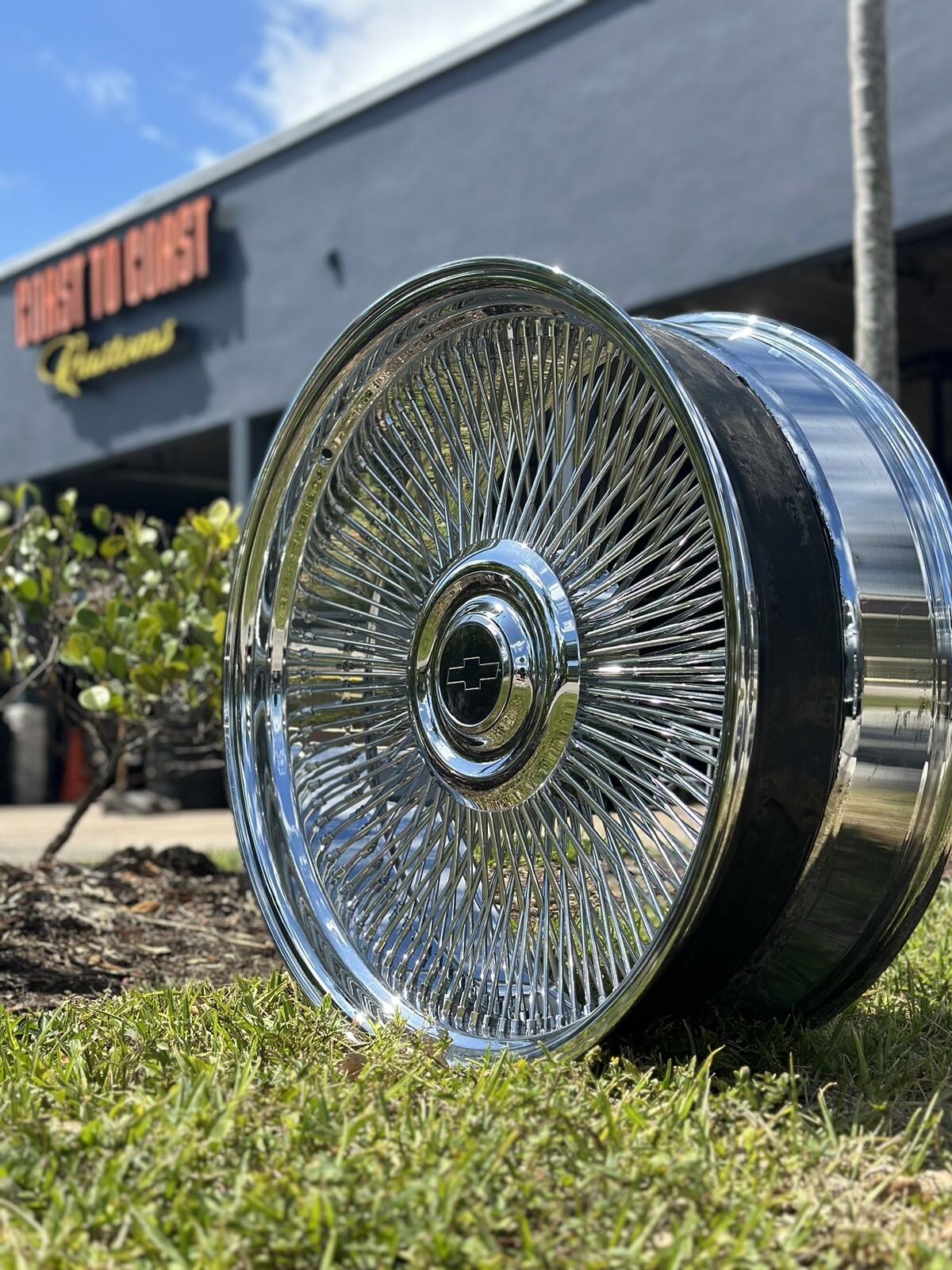 26" CHROME CHEVY SPOKES 5X4.75 5X5 WHEELS AND LEXANI Ties W/ Caddy Caps ...